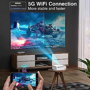 Febfoxs Portable Projector with WiFi and Bluetooth - 9500LUX Native 1080P Outdoor Projector, 400 ANSI Lumens UHD Movie Projector with Bag, Supports 4K & Zoom, Compatible w/Phone/PC/DVD/PS5