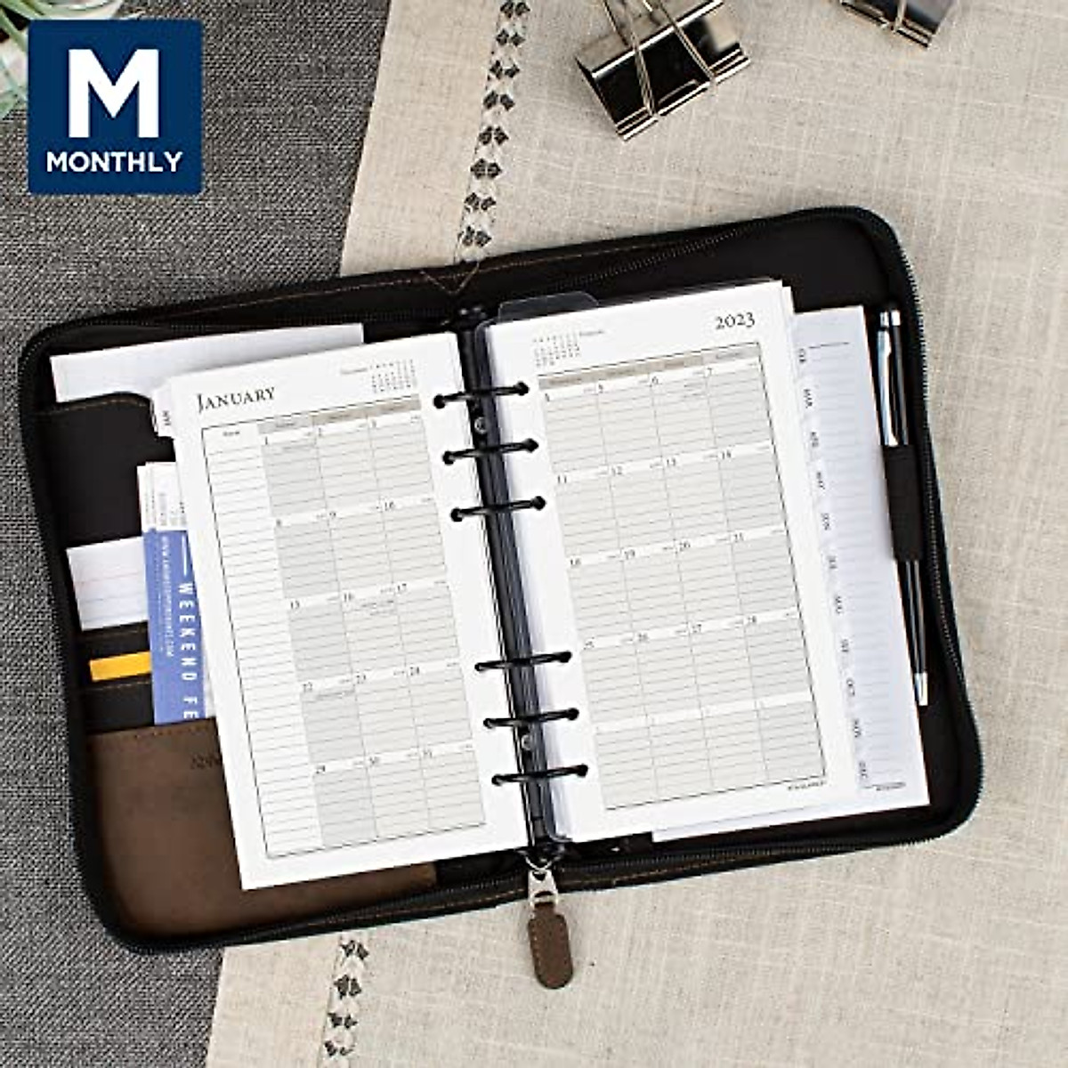 AT-A-GLANCE 2023 Weekly & Monthly Planner Refill, Hourly, 10831 DAY-TIMER, 3-3/4" x 6-3/4", Size 3, Portable Size, Loose Leaf (471-285Y)