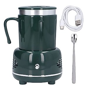 Coffee Mug Warmer and Cooler, 2 in 1 Beverag Fast Cooling Heating Coffee Mug Electric Drink Cooler Warmer Cup with Curved Handle Nonslip Pads, Coffee Cup Warmer for Coffee Milk Tea (Green)