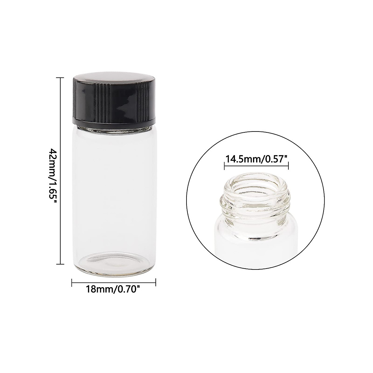 Newzoll Clear Liquid Sampling Sample Vials Glass Bottles Vials Screwcap Capacity 5ml (1/6 Oz) Pack of 20