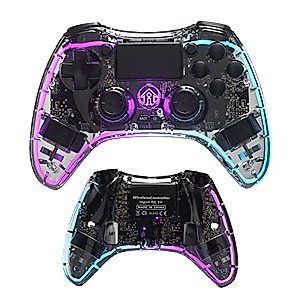 Controller for PS-4 Remote with Dual Vibration Shock Remote Control for Plays-tation 4/Pro/Slim Wireless Controller with Custom LED Light/Program Back Buttons/ Vibration/Headphone Jack 【Upgraded】