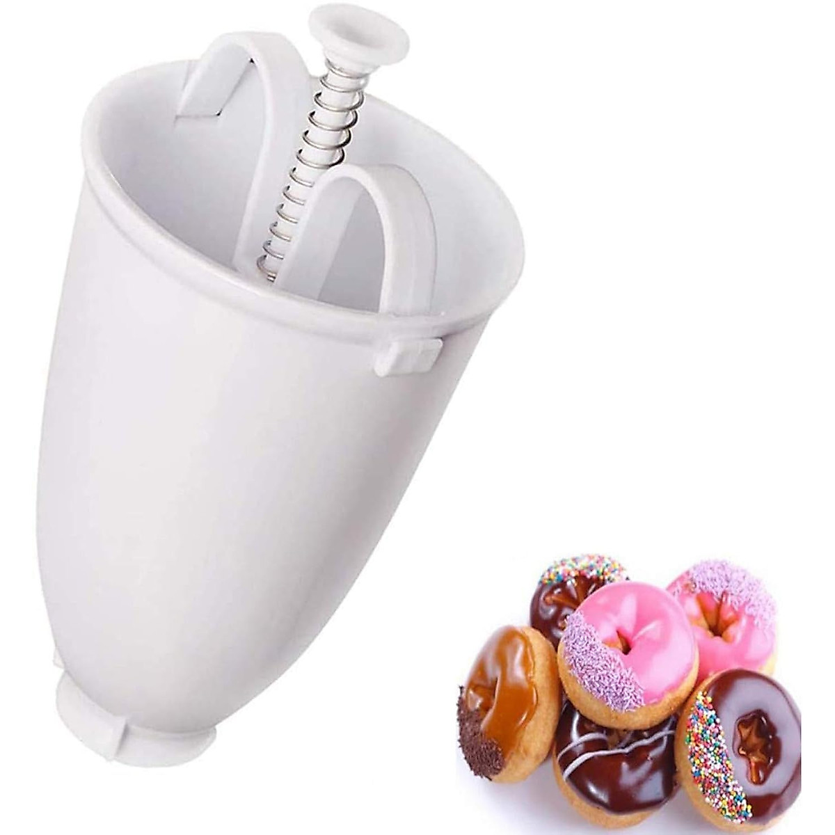 Plastic Doughnut Donut Maker Machine Mold DIY Tool Kitchen Pastry Making Bake Ware Stainless Steel White