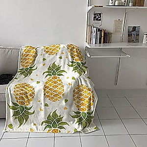 Singingin Ultra Soft Flannel Fleece Bed Blanket Summer Pineapple Throw Blanket All Season Warm Fuzzy Light Weight Cozy Plush Blankets for Living Room/Bedroom 60" x 80"