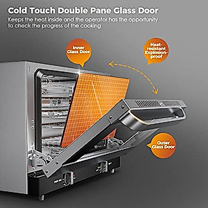 Pokytcox, 21L/23Qt Countertop Convection Oven, Commercial Toaster, 1440W Efficiency Heat,120V, Stainless Steel, Silver,3 Racks