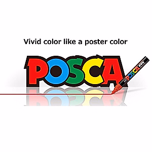 Uni POSCA Paint Marker Pen - Extra Fine Point - Non Alcohol - Odorless Water Resistant Pen Maker - Set of 14 (PC-1M12C & Gold & Silver) with Original Vinyl Pen case