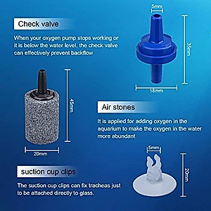Shappy 6.5 Feet Standard Airline Tubing Air Pump Accessories for Fish Tank, 2 Bubble Release Air Stones, 2 Check Valves, 4 Suction Cup Clips, 2 Straight Connectors and 2 T-connectors