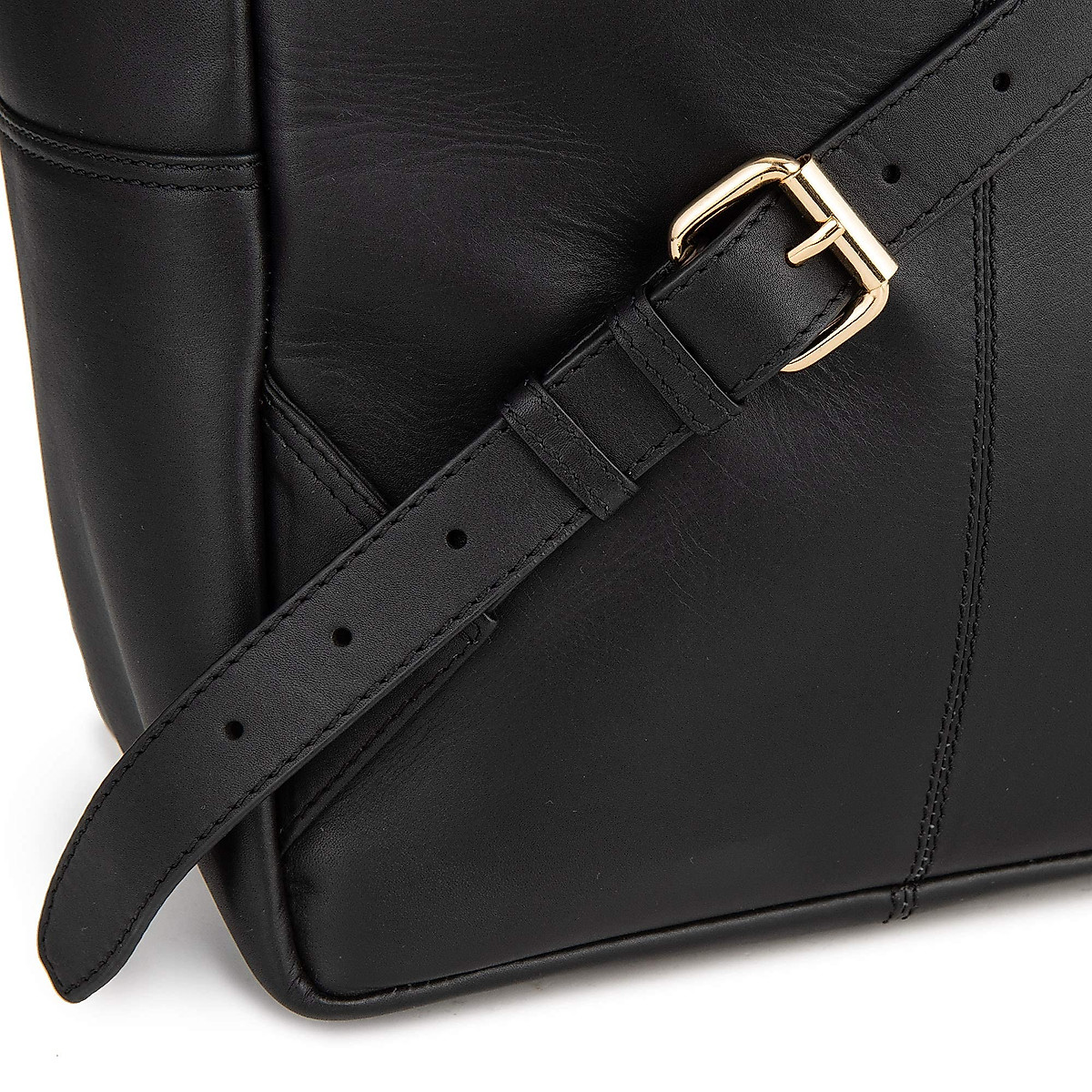 BERLINER BAGS Premium Leather Backpack Harlem, Laptop Bag and Travel Rucksack for Women - Black/Gold