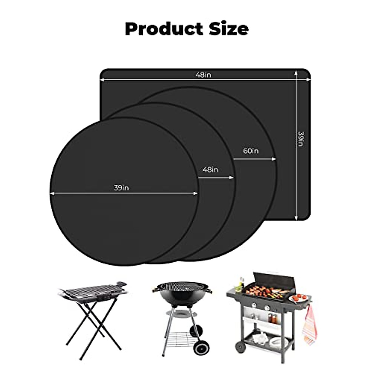 yamagahome Large Under Grill Mat & Fire Pit Mat 39", Round Grill Mats for Outdoor Grill Deck Protector, Fireproof Mat for Under Fire Pit, Double-Sided Fireproof BBQ Grill Mat, Oil-Proof & Waterproof