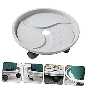 Yardwe Flower Pot Tray House Plants Round Planter Carts with Wheels Heavy Duty Flower Pot Mover Planter Caddy Modern Plant Stand Grey Planter Rolling Caddy Plant Stands Flower Pot Stand