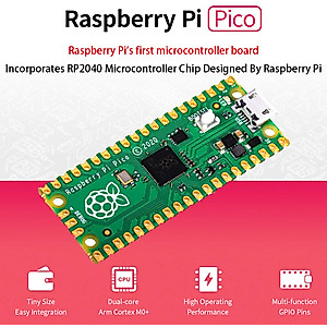 BFab, Raspberry Pi Pico with Pre-Soldered Color Header Microcontroller Development Board,Based on Raspberry Pi RP2040 Chip,Dual-Core ARM Cortex M0+ Processor