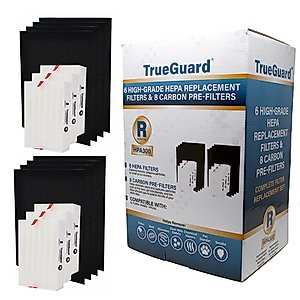 TrueGuard Air Purifier Replacement HEPA Filters Type R for HPA300 Series| 6 Pack with 8 Pre-cut Activated Carbon Prefilters | Compatible with Honeywell Models HPA300, HPA3300, HPA5300, HPA8350 & More
