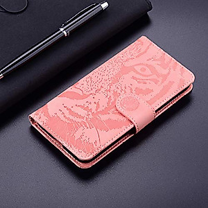 Embossed Pattern Leather Case with Card Slot for Xiaomi Redmi Oppo Realme Reno Flip Phone Case (Pink,Reno 6Pro+/Reno 6Pro Plus)