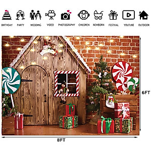 LTLYH 8X6ft Christmas Fabric Photography Backdrop Wooden House Candy Tree and Gifts for Kids Portrait Photo Studio Booth Photographer Props 119…