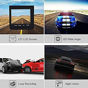 Dash Cam Front Rear,Full HD Dash Camera for Cars,Super Night Vision Dashcam,Loop Recording Monitoring Wide Angle Sports Camera