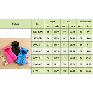 LOPJGH Toddler Baby Boys Girls Jacket Coats Bear Ears Hooded Solid Color Puffer Warm Down Coat Winter Outerwear (Black Vest, 5-6 years)