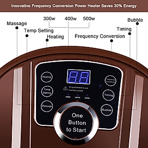 Plohee Foot Spa Massager with Motorized Tai Ji Massage -16 Pedicure Spa Motorized Shiatsu Roller Massaging Acupuncture Point, 4 Pro-Set Program (Brown)