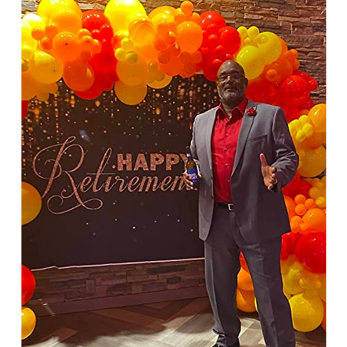 Avezano Happy Retirement Backdrop Black and Gold Glitter Photo Background Retirement Party Decorations Glitter Lights Congrats Retirement Photo Booth Prop (8x6ft)