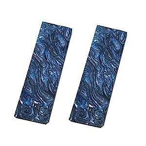 RECHERE 2pcs Knife Handle Scale Slabs Resin Marble Cloud Pattern Blue DIY Sword Gun Grip Making Supplies 120X40X8mm