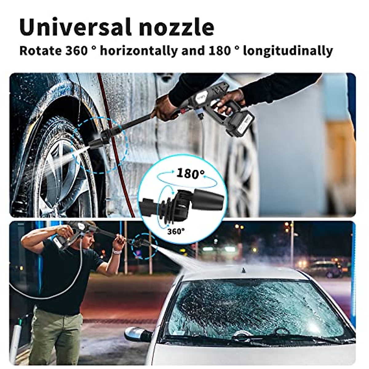 Vagueior Cordless Pressure Washer Gun, 950PSI Portable Power Cleaner,with 21V 4.0AH Battery and Charging Kit, 6-in-1 Nozzle, Suitable for Outdoor Cleaning and Watering. (Black)