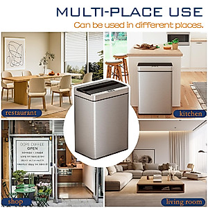 ARTBUSKE 13 Gallon Trash Can Kitchen Trash Can with Lid High-Capacity Garbage Can Stainless Steel Trash Can Automatic Trash Can Motion Sensor Trash Bin for Kitchen Bedroom Bathroom Office