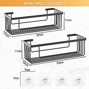 Scnvo Shower Caddy Organizer Storage Rack, Adhesive Rustproof Shower Basket Wall Mount Bathroom Inside Shower Wall Shelf for Bathroom Kitchen