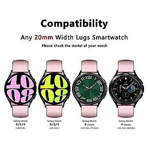 6 Pack Silicone Bands for Samsung Galaxy Watch 7 6 5 4 Band 40mm 44mm/Watch FE 40mm Women Men,20mm Watch Band for Samsung Watch 6 Classic 43mm 47mm/Watch 5 Pro 45mm/4 Classic 42mm 46mm Sport Straps
