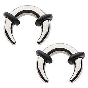Zaya Body Jewelry Pair 1g 7mm Steel Ear Plugs Tunnels Tapers Pinchers Horseshoes Gauges Septum