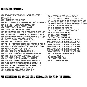 Premium A2ZSCILAB 157 Pieces Instruments Kit Veterinary Scissors Forceps Needle Holders Scalpel Handle, Stainless Steel All in One