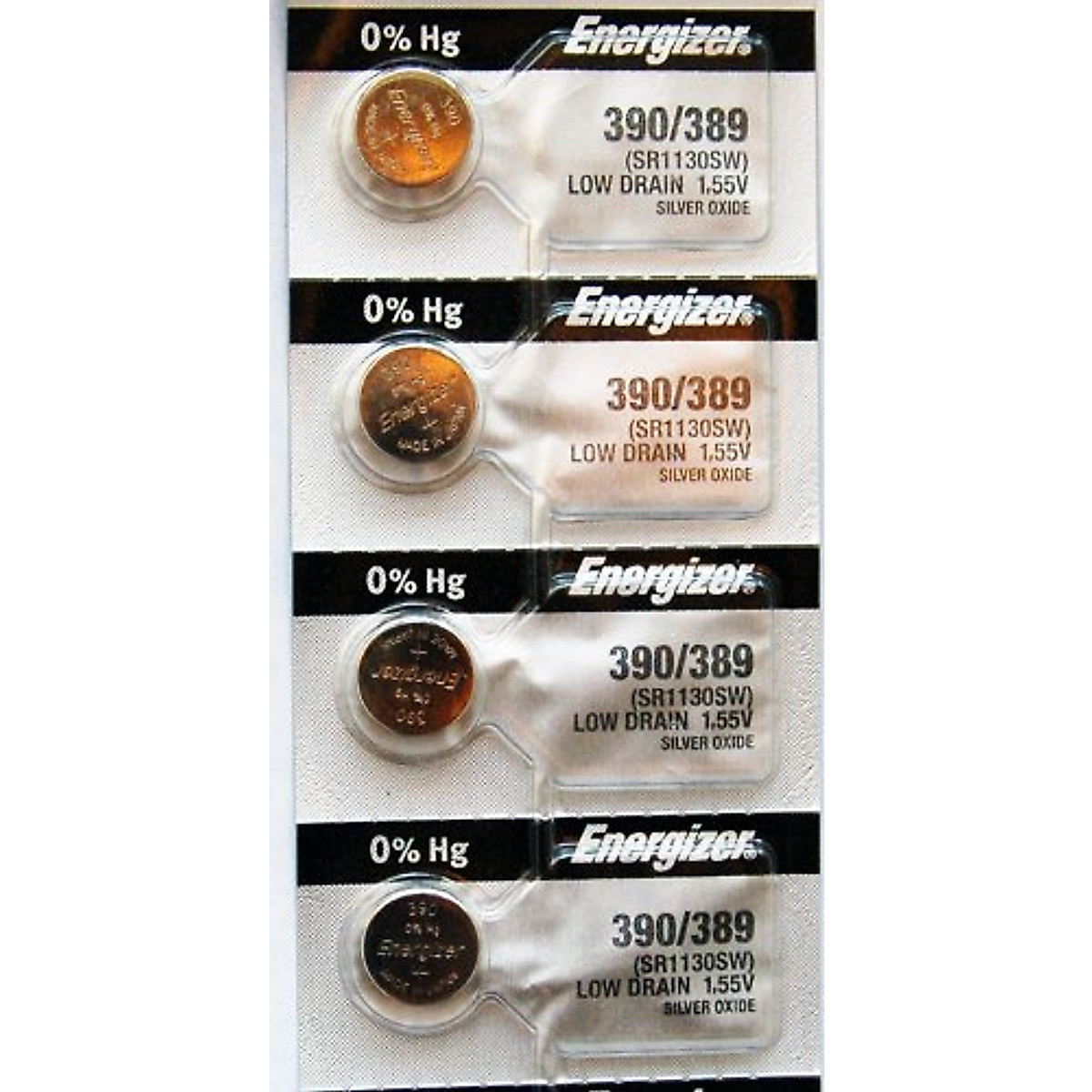 4PC Energizer 389 390 SR1130SW SR1130W 189 Silver Oxide Cell Battery