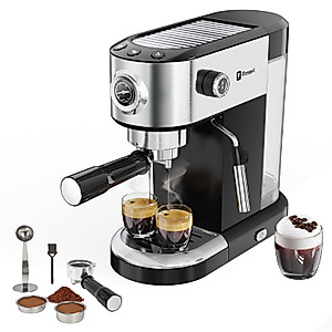 Small Espresso Machine, Frossvt 20 Bar Espresso Maker with Milk Frother/Steam Wand for Latte and Cappuccino, Compact Expresso Coffee Machines with 47 oz Removable Water Tank for Home and office, Black