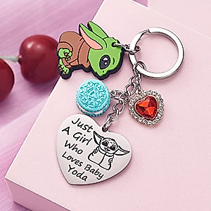 Melix Home Baby Yo-da Gifts Cute Mandalorian Keychain Gift For Daughter Teen Girls Yo-da Stuff Heart Keychains Birthday Present