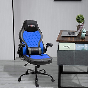 shuanghu Computer Gaming Chair Ergonomic Recliner Office Chair High Back Gaming Chair with Adjustable Headrest and Swivel Armrests and Lumbar Support for Men Women Adults Gamer (Blue)