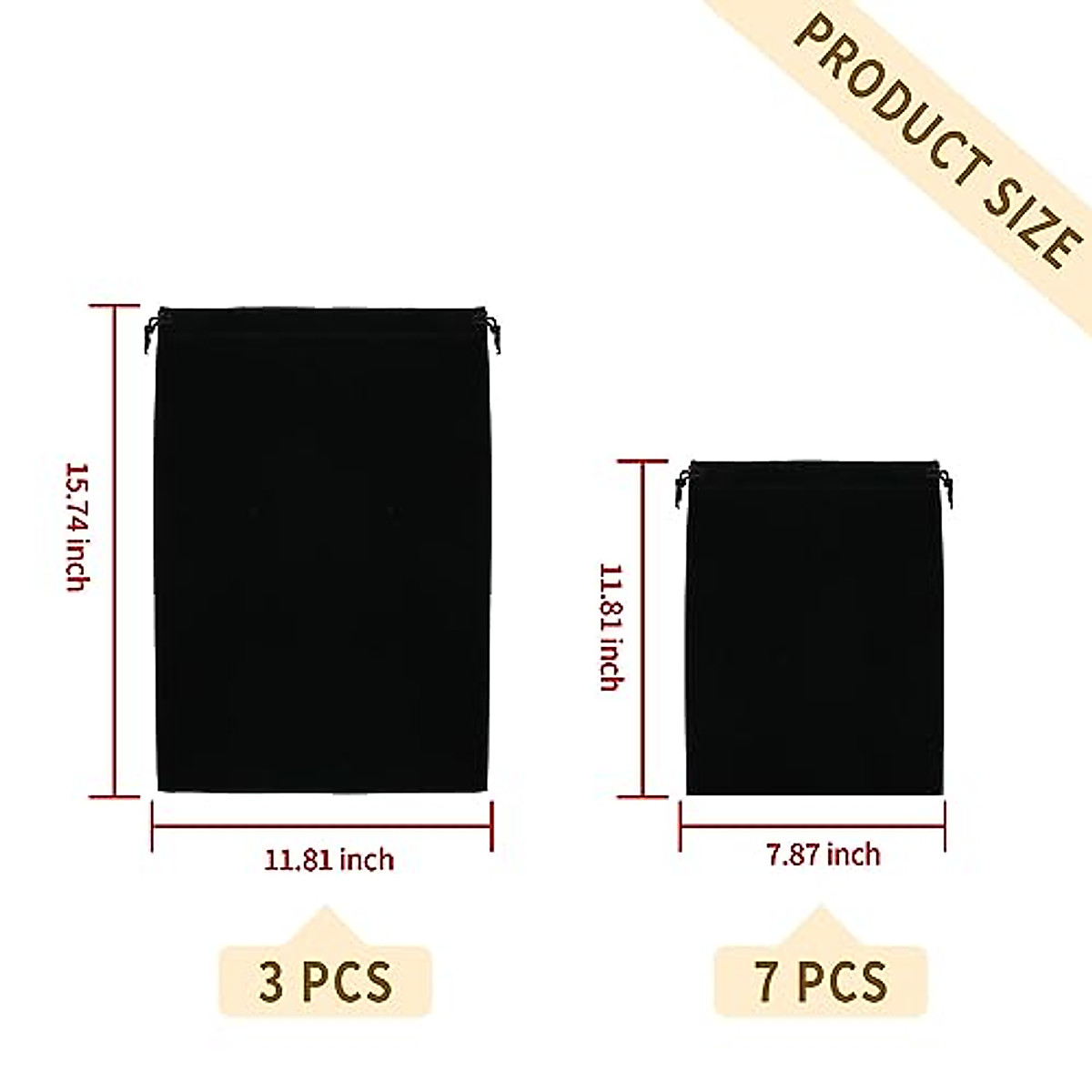 Saihisday 10Packed Silver Storage Bags, Anti-Tarnish Jewelry Storage Bags, Fabric Cloth Bags for Silver Jewelry Silverware Protection(Black)