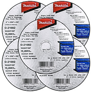 Makita 5 Pack - 4 Inch Cut Off Wheels For 4" Grinders - Aggressive Cutting For Metal & Stainless Steel - 4" x .045" x 5/8"