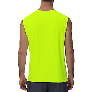 Cakulo Men's Workout Swim Sleeveless Shirts Quick Dry Beach Pool Tech Running Athletic Exercise Muscle Bodybuilding Basketball Summer Joggers Tank Top Big and Tall Neon Yellow 3XL