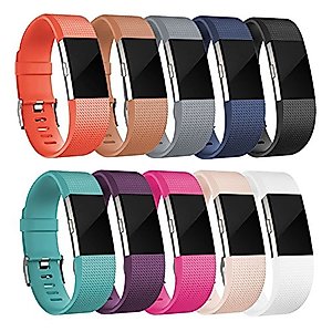 Band for Fitbit Charge 2, 5-Pack, 10-Pack, Replacement Sport Fitness Accessory Band for Fitbit Charge 2 (Large-5pack)