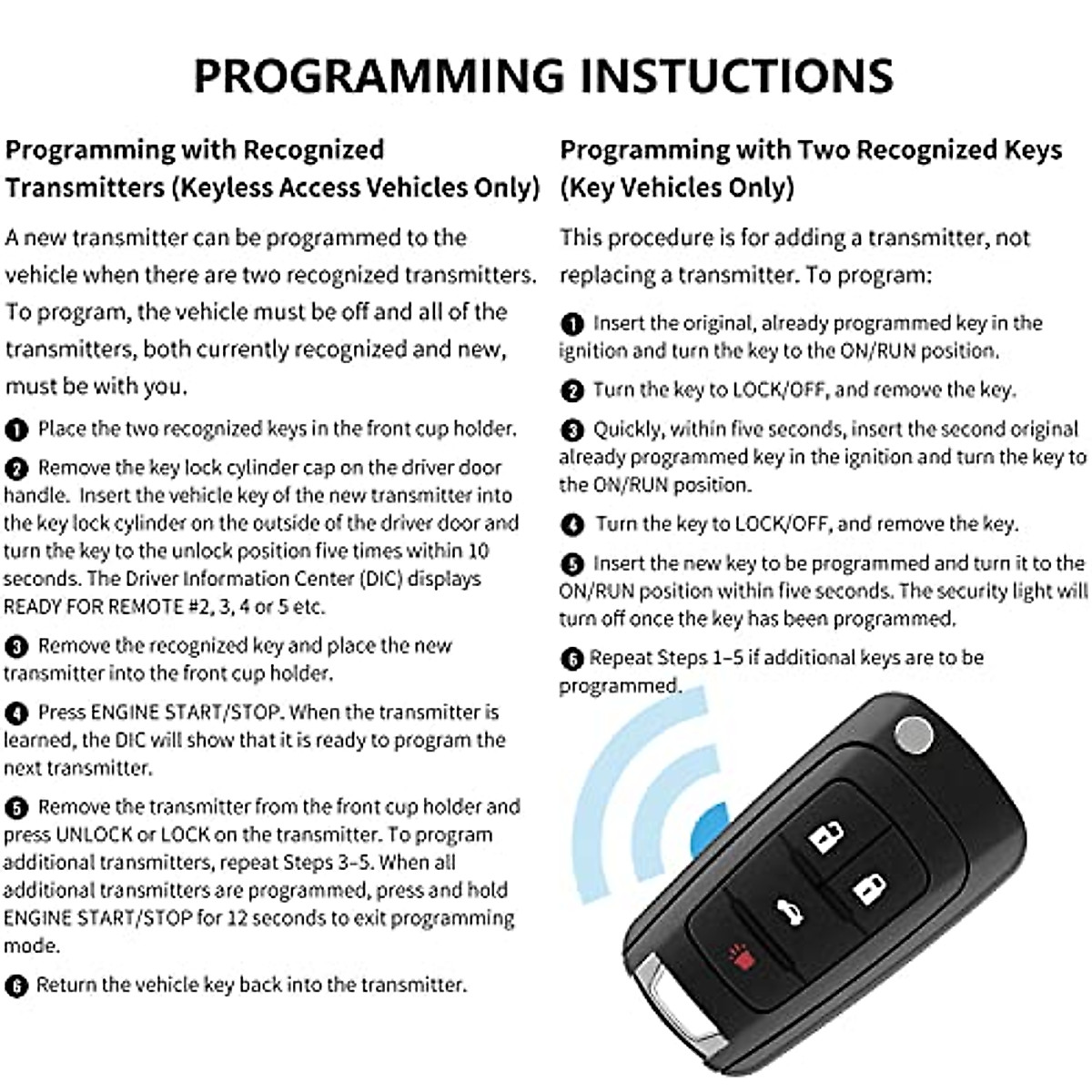 Keyless Entry Remote Uncut Flip Key Fob Fits for Chevrolet Cruze/Equinox 11-2015, Buick Lacrosse10-2016 FCCID: OHT01060512 315Mhz (Pack of 1)