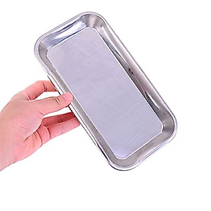 SUSOSU Breakfast Tray Tray Holder Procedure Steel Plate Flat Organizer Metal Traystype Storage Waste Silver Serving
