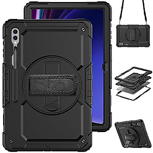 Stand Tablet Cover Compatible with Samsung Galaxy Tab S9 Ultra 14.6 Inch 2023 (SM-X910/X916B/X918U) Heavy Duty Shockproof TPU Case,Protective Cover W Screen Protector 380 Swivel Kickstand+Hand Strap+S