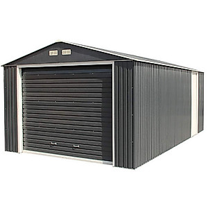 Imperial 12 ft. x 20 ft. Metal Garage Shed in Dark Grey with White Trim