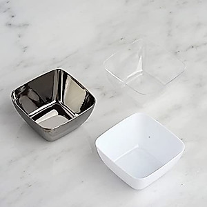 BalsaCircle 90 pcs 2 oz White Plastic Mini Bowls - Disposable Wedding Party Catering Tableware