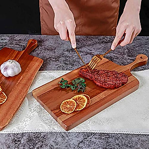 Wood Cutting Board, Elegant Wavy Edge Cheese Display Board Charcuterie Boards, Kitchen Small Chopping Block, Acacia Cheese Platter Grazing Tray with Handle, Decorative Wooden Serving Board