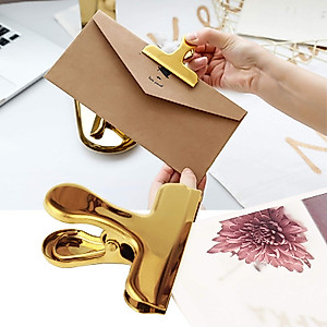 Set of 8 Heavy Duty Stainless Steel Bag Clips, SourceTon 3 x 2.4 Inch Durable Paper Seal Grip for Coffee Food Bread Bags, Kitchen Home Usage- Gold