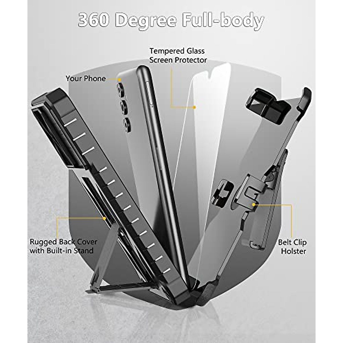 Case for Samsung Galaxy A13 5G: Military Grade Drop Proof Protection Rugged Protective A13 5G/4G Phone Cover with Belt Clip Holster Kickstand & Slide - Shockproof TPU Matte Textured Bumper - Black