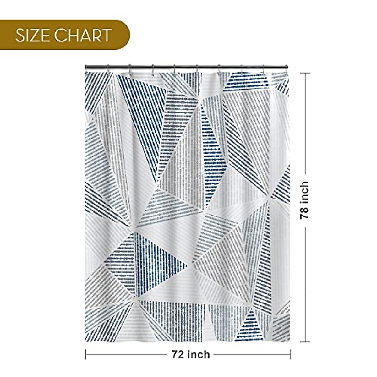 YEZEX Shower Curtain Set with 12 Hooks - Waterproof Polyester Fabric Shower Curtains for Modern Home Bathroom Decorations, Machine Washable, 72"x78"