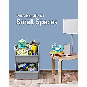 Skywin Plastic Stackable Storage Bins for Pantry - Stackable Bins For Organizing Food, Kitchen, and Bathroom Essentials (Light Grey, 2-Pack)