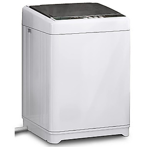 TABU Full-Automatic Washing Machine, 17.6lbs Portable Washing Machine with Dryer, 1.7 Cu Ft 2 in 1 Portable Washer with Drain Pump, 10 Wash Programs, LED Display, 8 Water Levels (White)