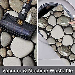 LBHAUSE Beach Black White Pebble Doormat Front Door Mat 16"x24", Absorbent Indoor Floor Mat Rubber Kitchen Rug Welcome Entrance Door Mat Living Room Bedroom Rug Modern Art Nordic Style