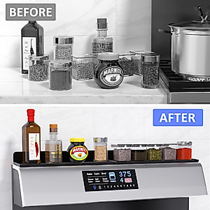 FUMAX Spice Rack Organizer over the Stove, 2pcs 15" Kitchen Stove Top Shelf, Rustproof Stainless Steel & Anti-tipping Edges, Compatible with Most Flat Top Stoves for Kitchen Organization