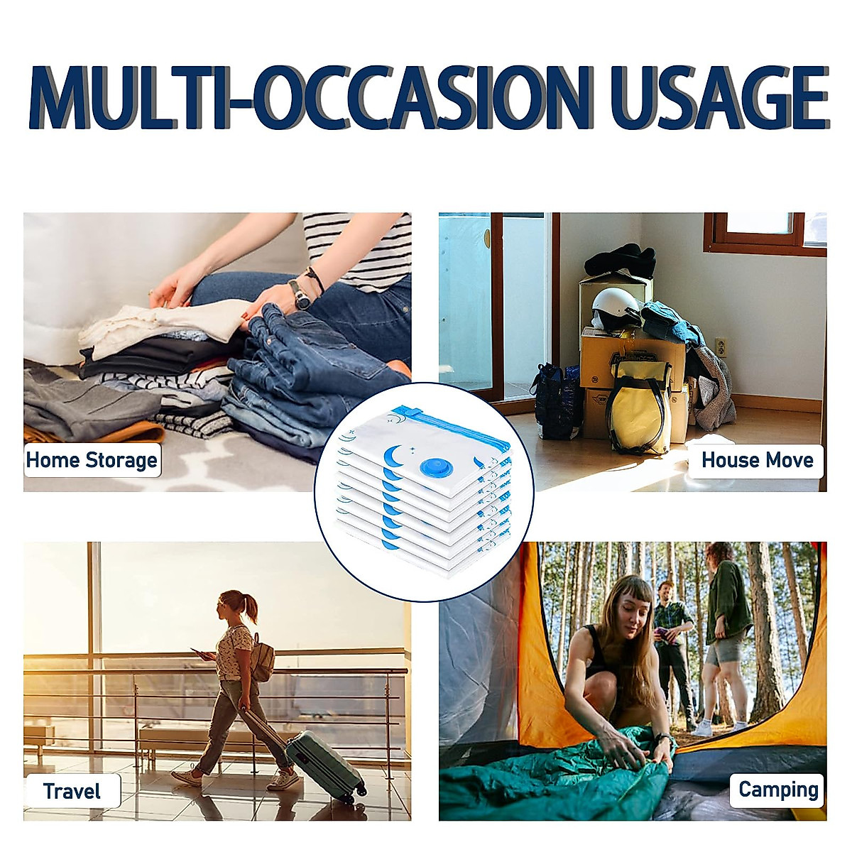 Mantianstar 12 Pack Vacuum Storage Bags, Space Saver Bags (4 Jumbo/4 Large/4 Medium/1 Automatic Pump) Compressed Storage Bags for Clothing, Comfort Items and Blankets